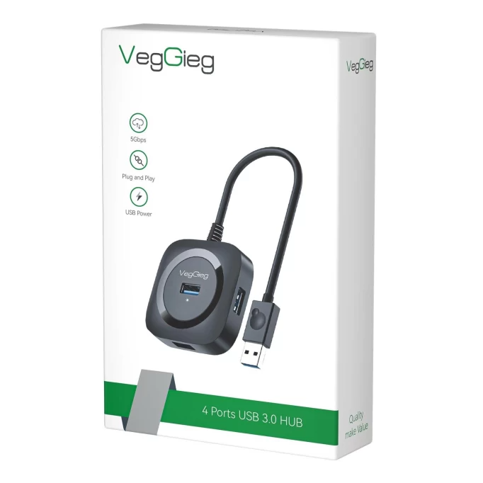 VegGieg 4 Port USB 3.0 Çoklayıcı Hub Siyah – VegGieg