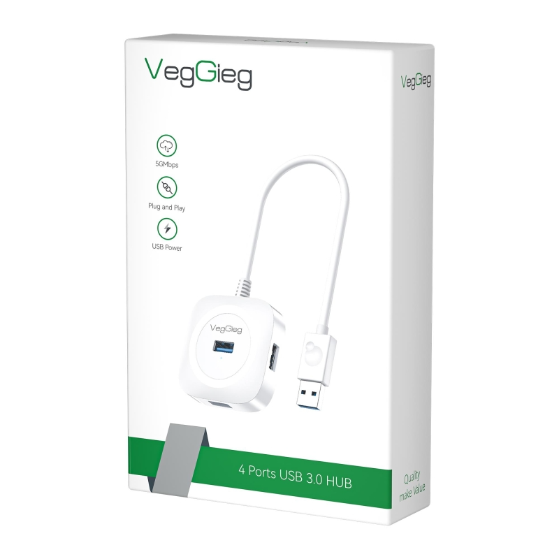 VegGieg 4 Port USB 3.0 Çoklayıcı Hub Beyaz – VegGieg